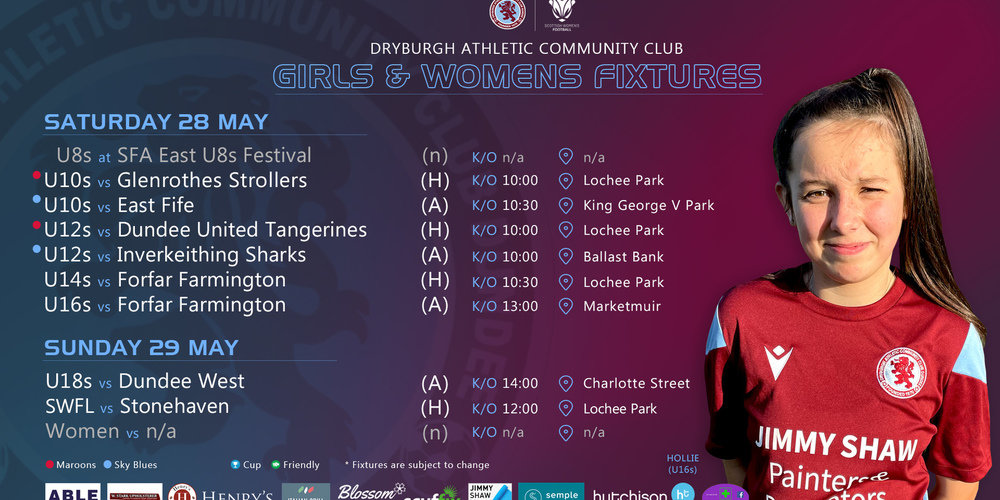 Dryburgh Athletic Girls & Womens weekend fixtures | My Club Hub